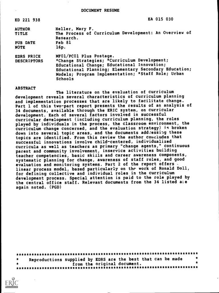 An Overview of Curriculum Develiopment Process | PDF | Curriculum ...