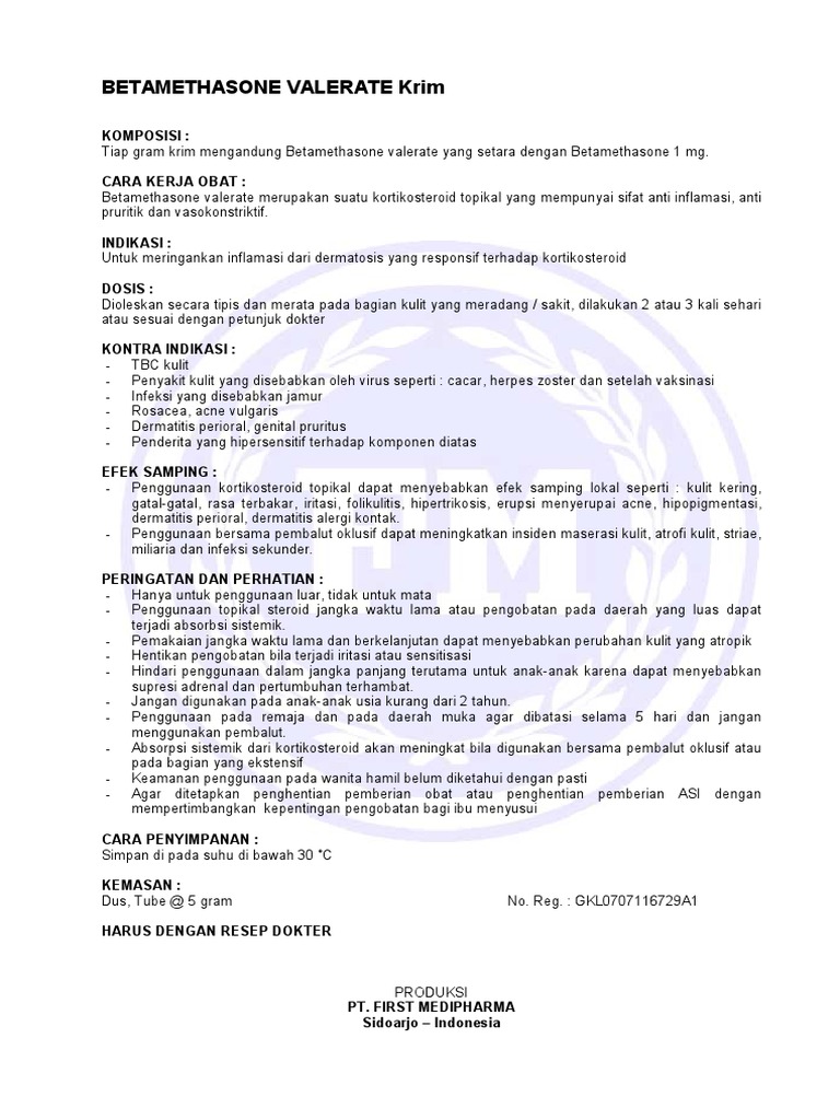 Brosur Betamethasone Valerate Krim | PDF