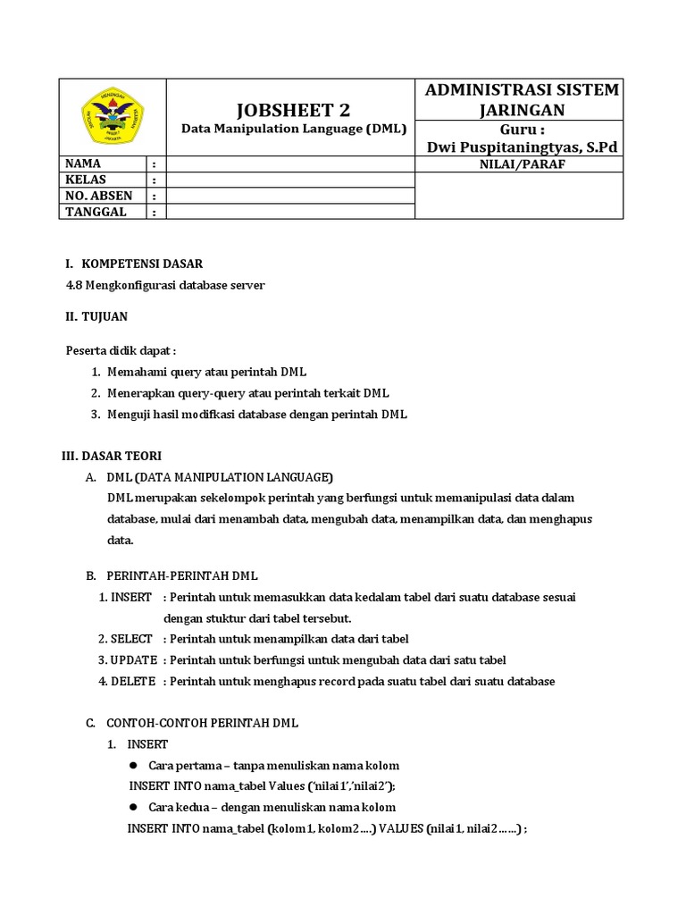 Jobsheet 2 | PDF