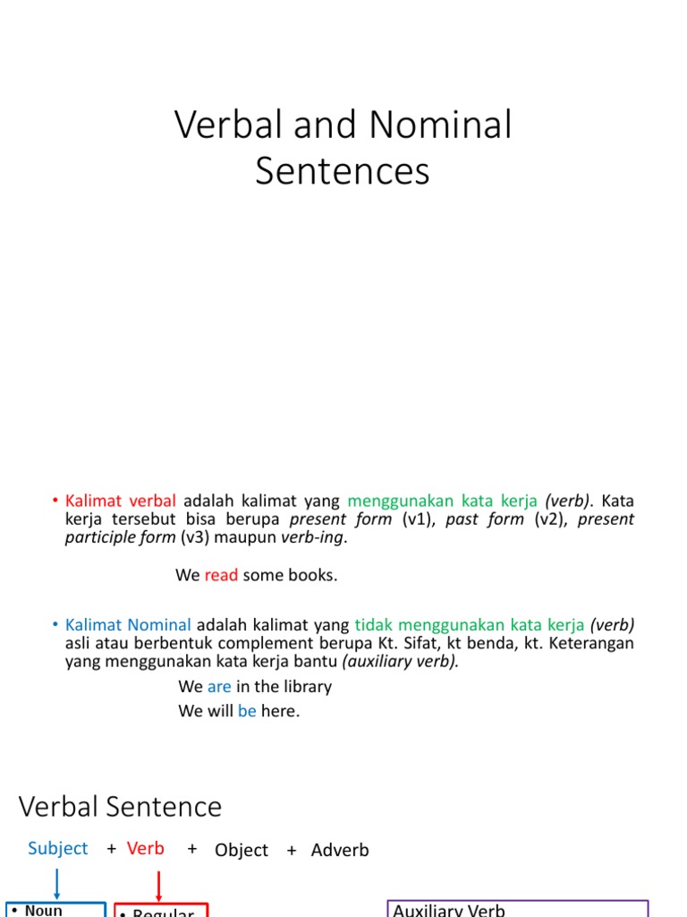 Verbal and Nominal Sentences | PDF | Verb | Noun