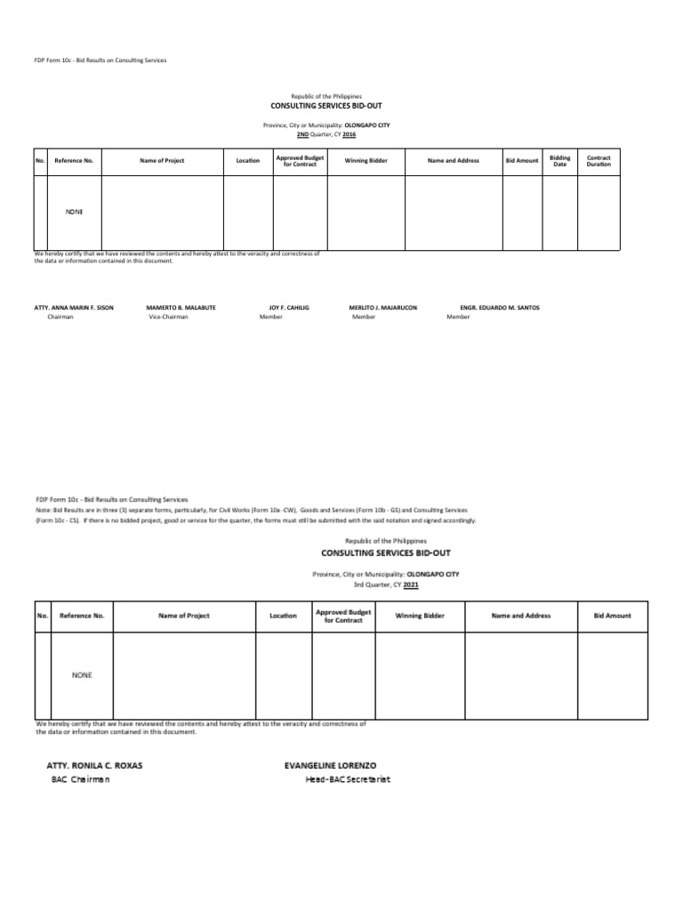 3rd QTR, 2021 Bid Results On Civil Works, Goods and Services, and ...