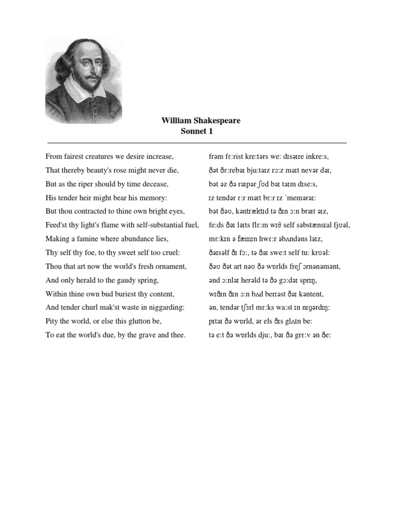 Shakespeare Sonnet 1 | PDF