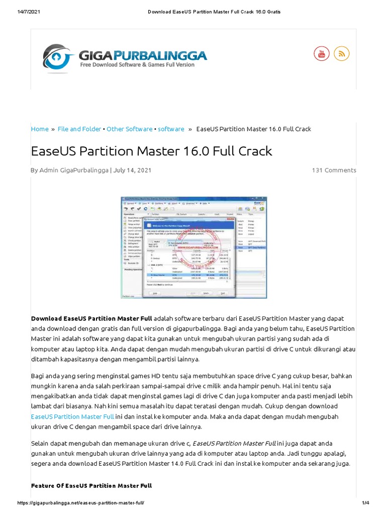EaseUS Partition Master Full Crack 16.0 Gratis | PDF