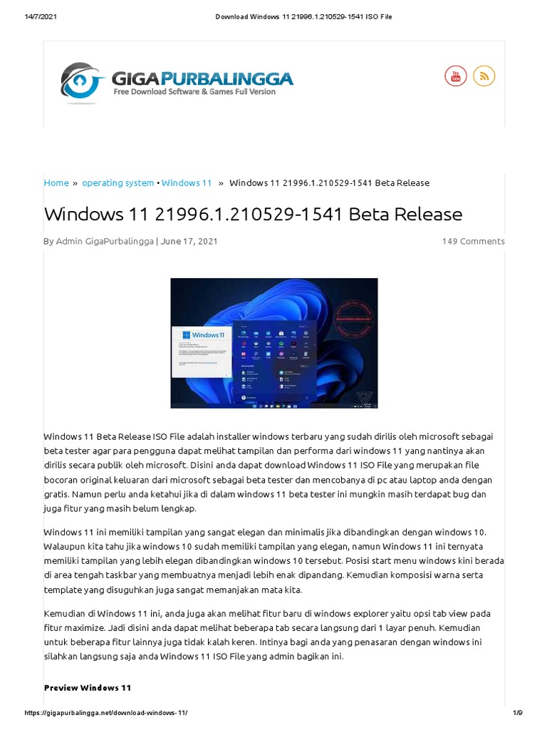 Windows 11 21996.1.210529-1541 ISO File | PDF