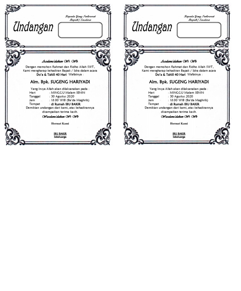 Undangan Kirim Doa 1 | PDF
