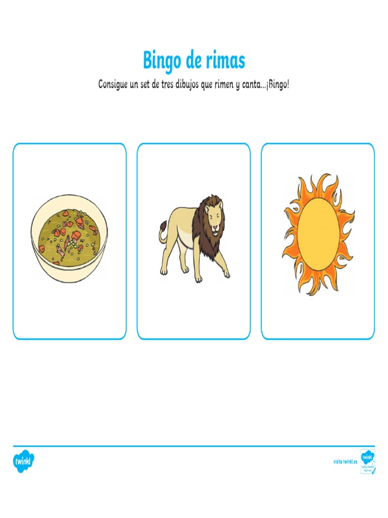 Juego Bingo de Rimas Visuales | PDF