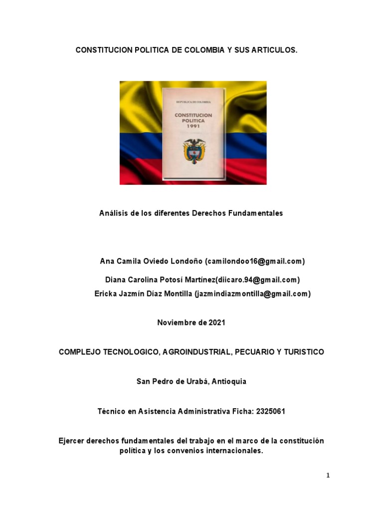 Constitucion Politica De Colombia Y Sus Articulos Pdf Derecho