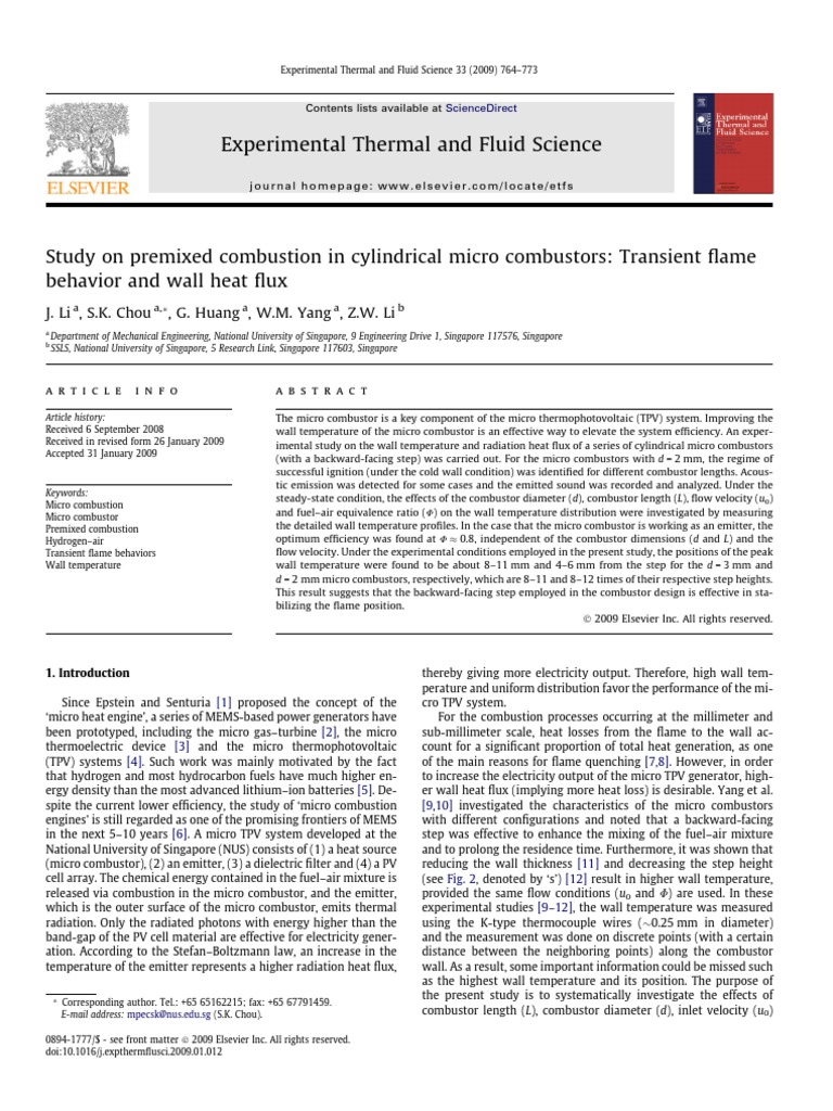 Study On Premixed Combustion in Cylindrical Micro Combustors Transient ...