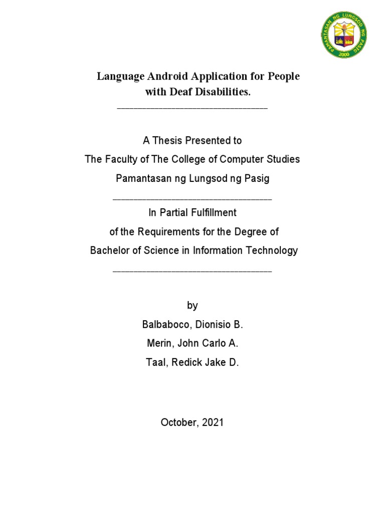 Language Android Application For People With Deaf Disabilities | PDF ...