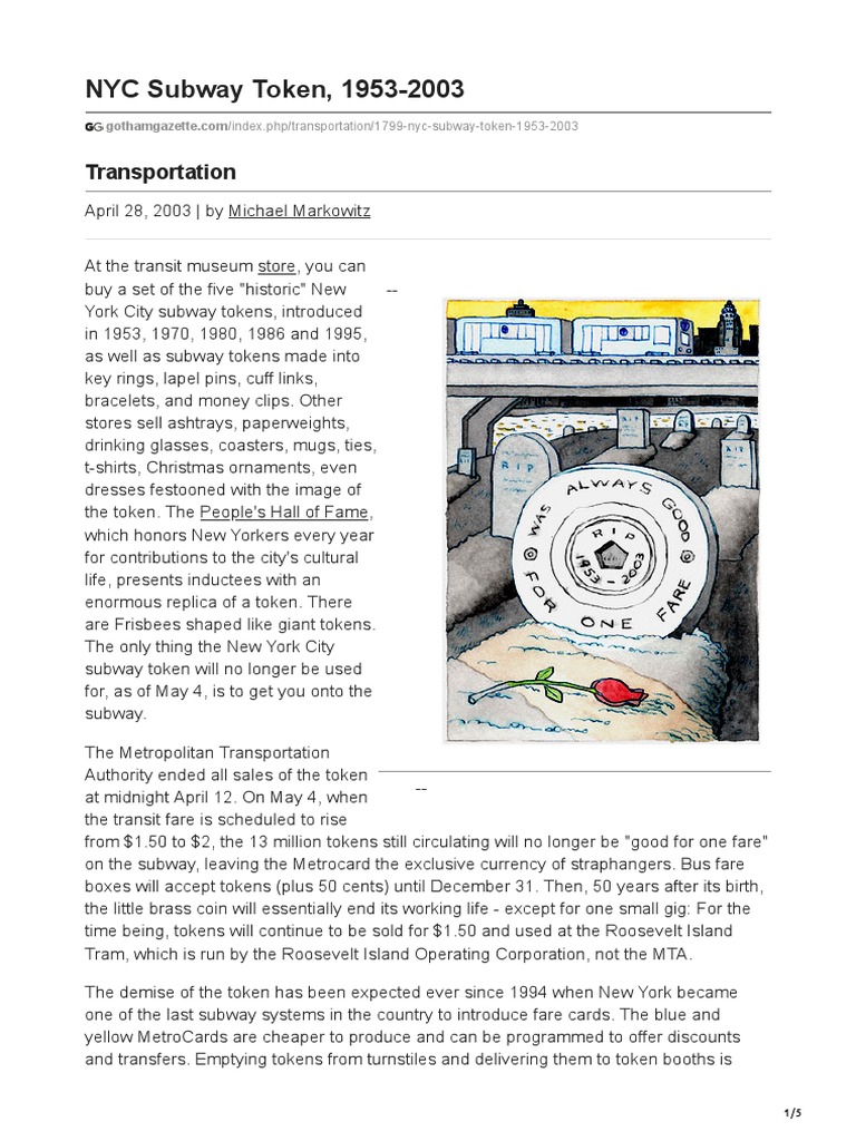 NYC Subway Token 1953-2003 | PDF | Transport | Public Transport
