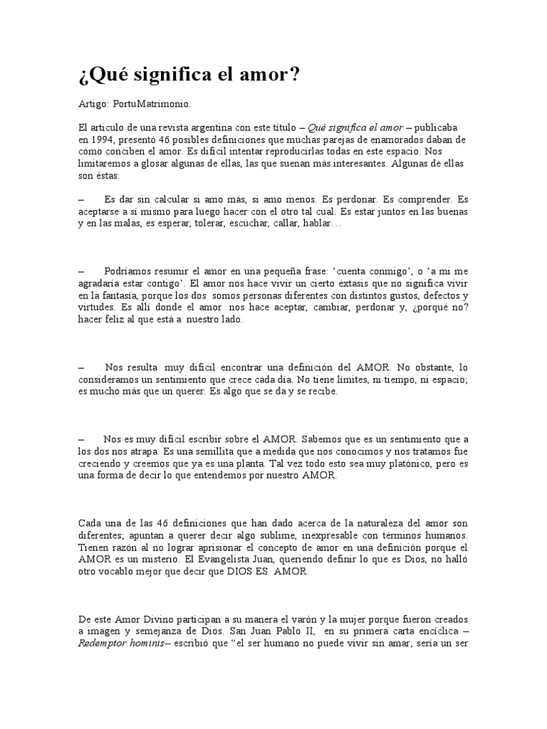 Qué Significa El Amor | PDF | Amor