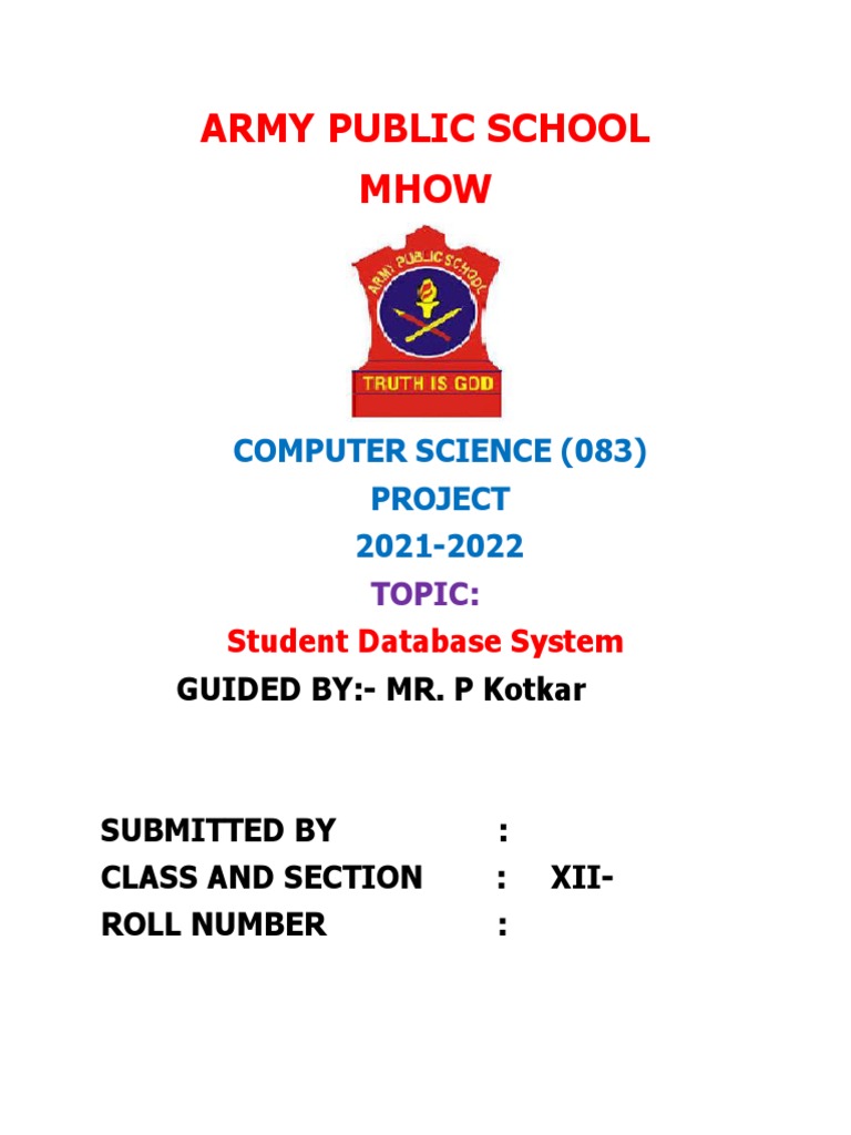 Model Project Synopsis For Computer Science Project | PDF | Databases ... Model Project Synopsis For Computer Science Project | PDF | Databases ...