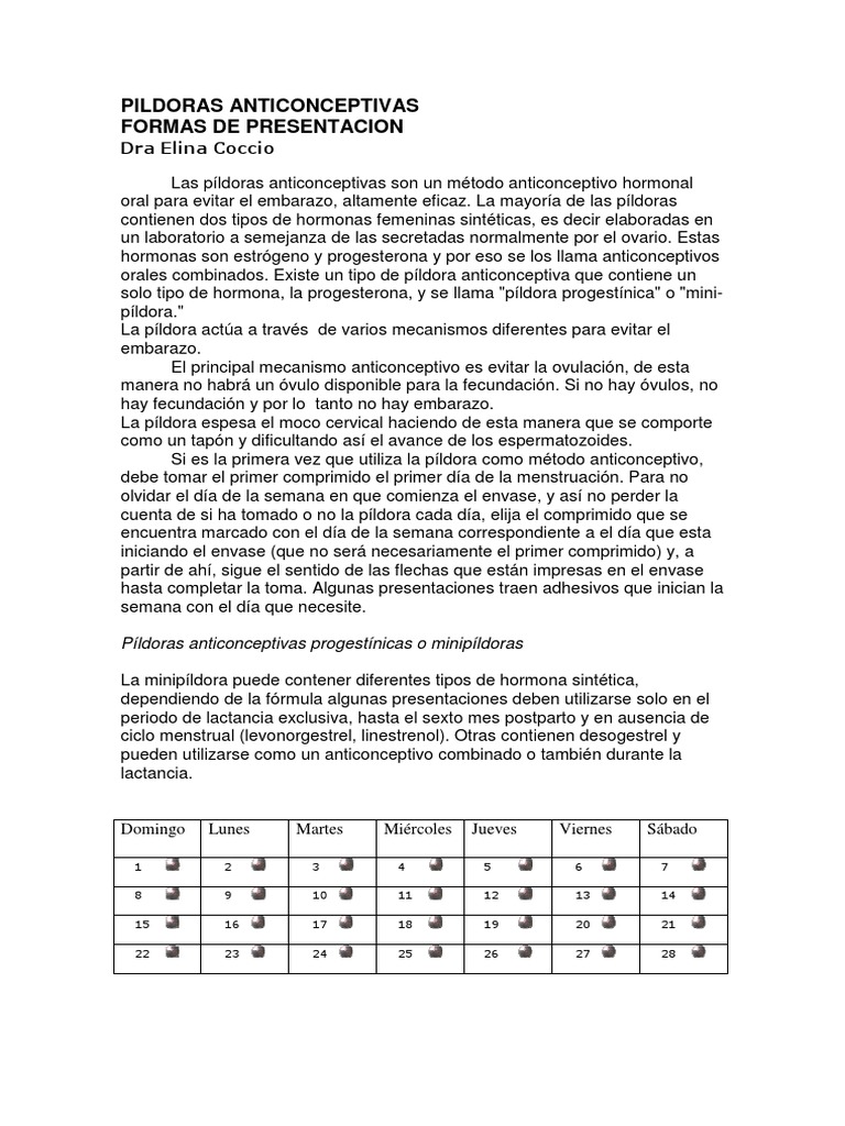 Pildoras | PDF | Píldora anticonceptiva oral combinada | Control de la natalidad