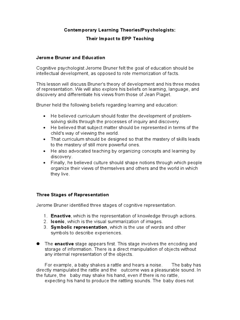 Contemporary Learning Theories/Psychologists: Their Impact To EPP ...