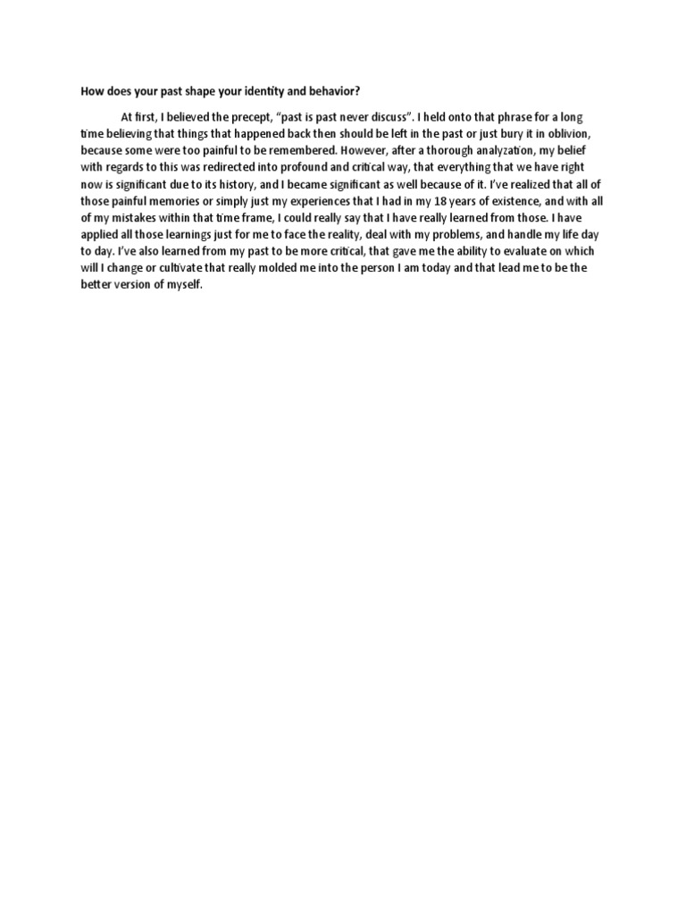 How Does Your Past Shape Your Identity and Behavior? | PDF