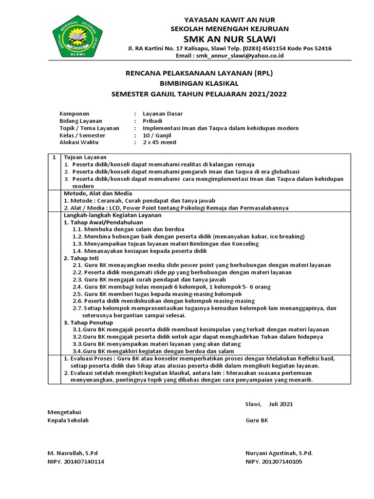 RPL Kls X - 01 IMPLEMENTASI IMAN DAN TAQWA DI KEHIDUPAN MODERN (Ganjil) | PDF | Karier ...