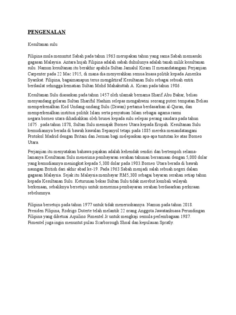 Esei Kesultanan Sulu | PDF