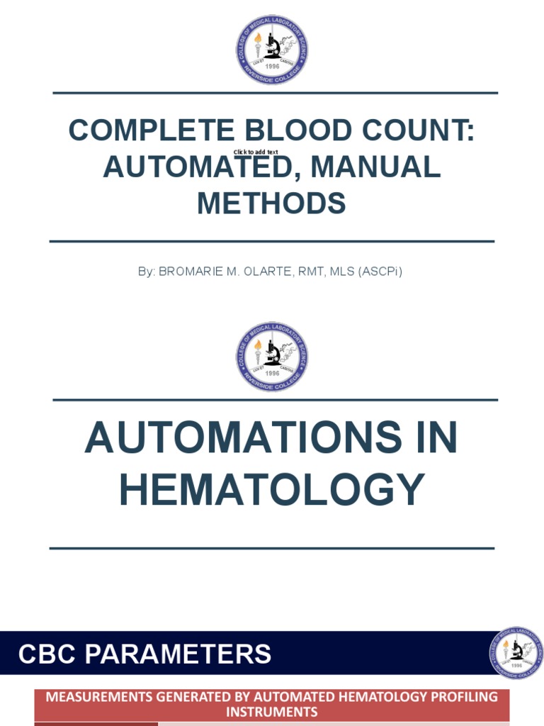 Automated vs. Manual CBC Methods | PDF | Clinical Medicine | Cell Biology