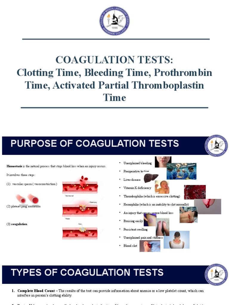 Coagulation Tests: Clotting Time, Bleeding Time, Prothrombin Time ...