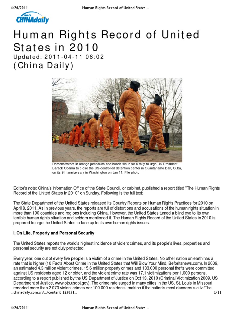 11-04-11 Human Rights Record of United States in 2010 - China Daily ...