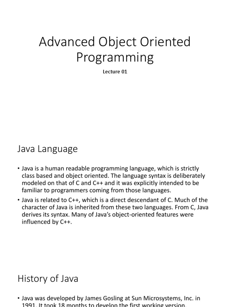 Java For Beginners Lec 1 | PDF | Java (Programming Language) | Object Oriented Programming
