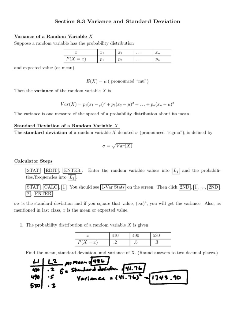 Chapter8 Sec8.3 S17completed503 | PDF | Variance | Standard Deviation