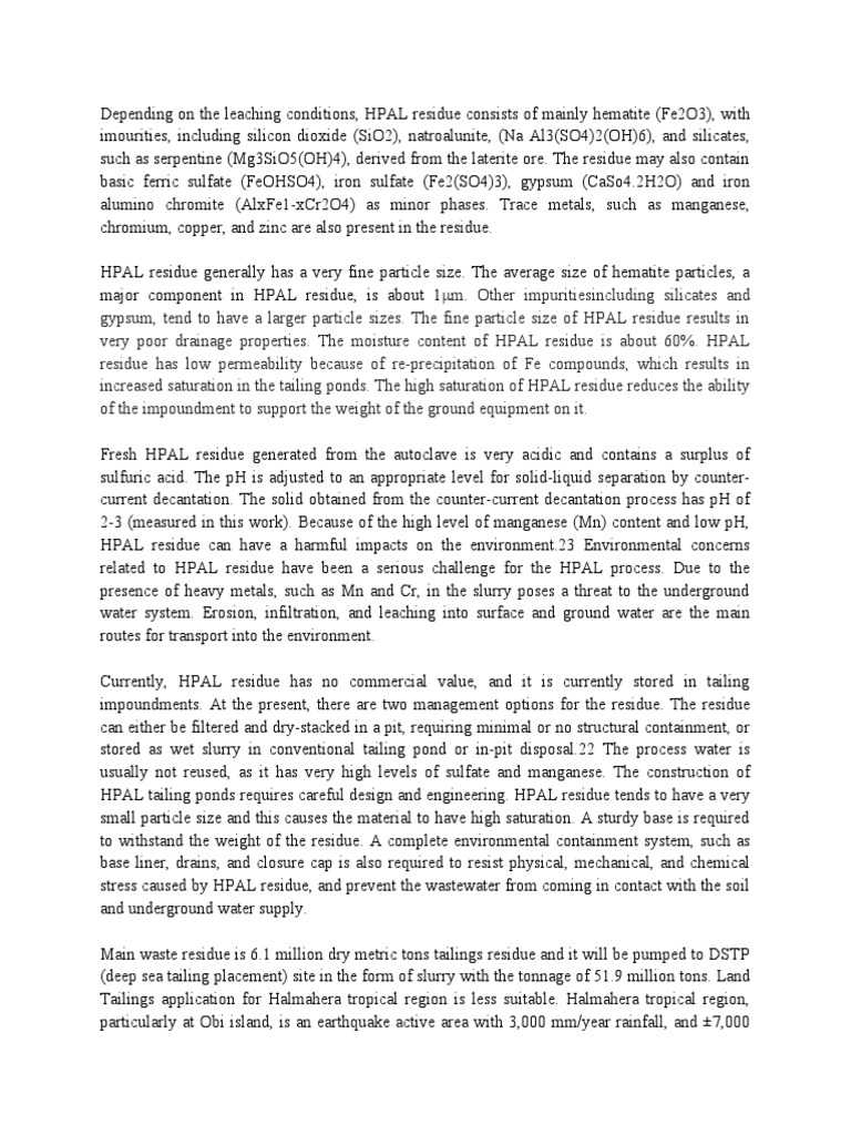 Residue Hpal | PDF | Manganese | Iron