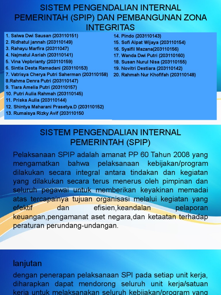 Kelompok 2 - Sistem Pengendalian Internal Pemerintah (Spip) Dan Pembangunan Zona Integritas-4 | PDF