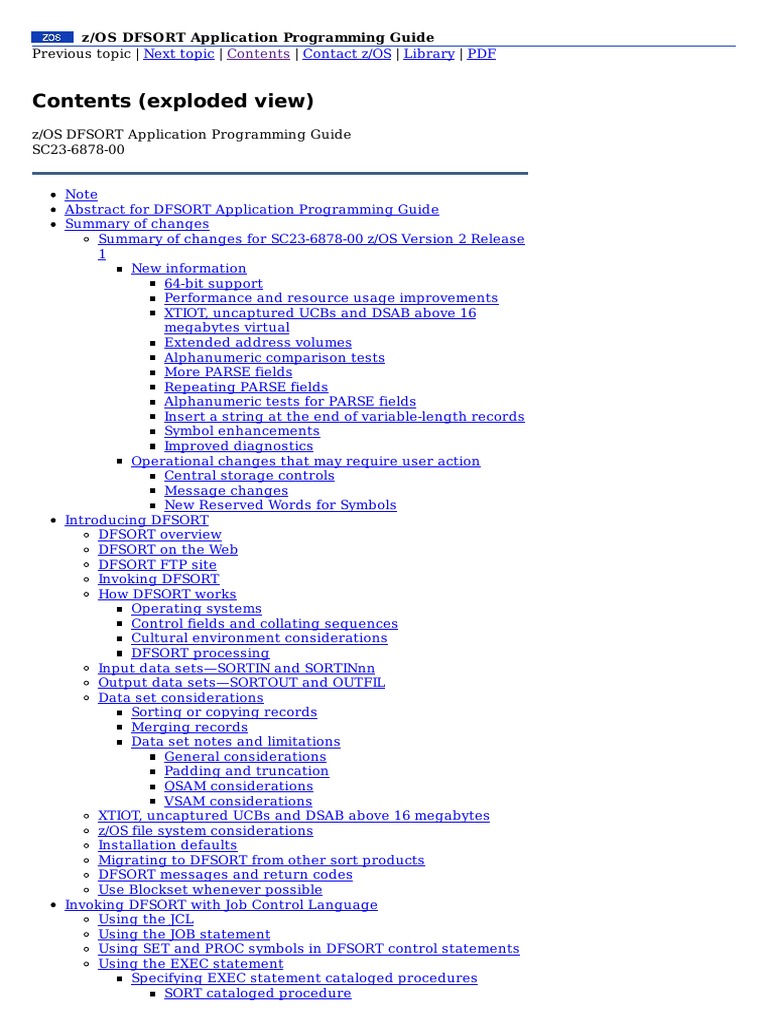 Contents (Exploded View) : z/OS DFSORT Application Programming Guide Previous Topic | PDF ...