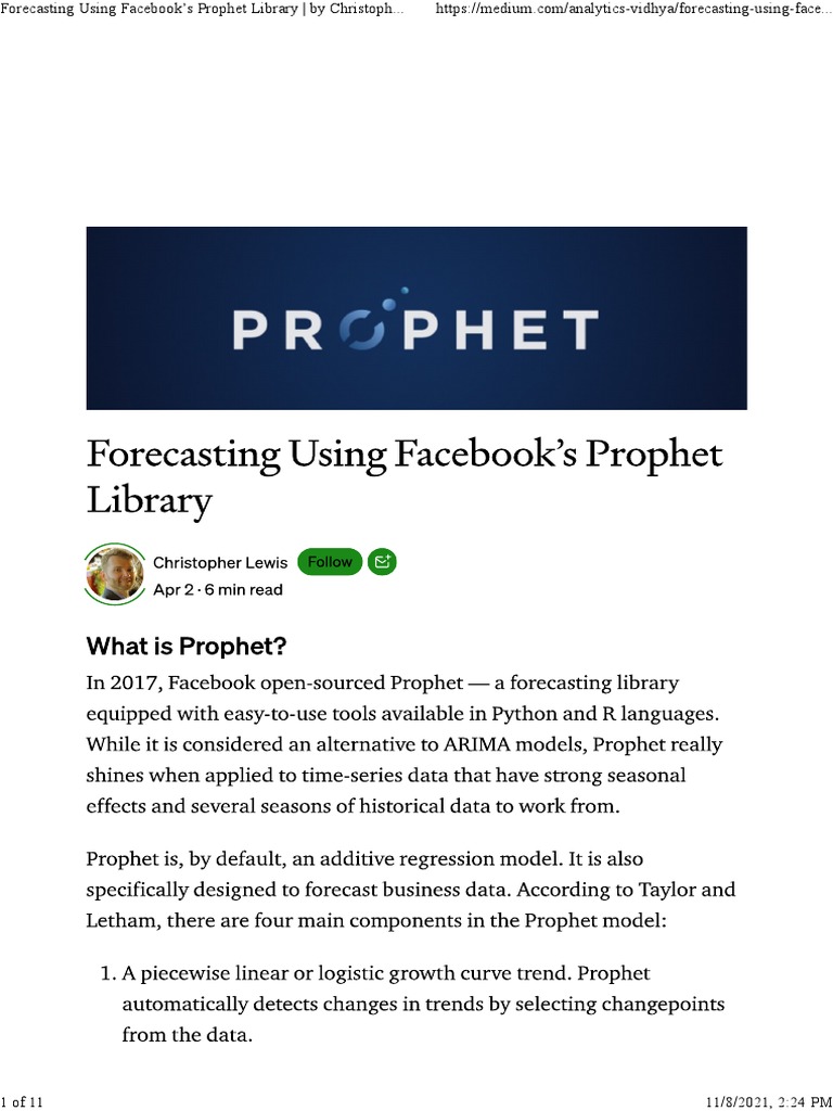 Forecasting Using Facebook's Prophet Library | PDF | Forecasting ...