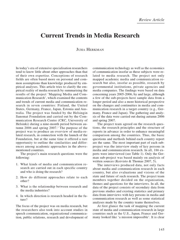 Overview of Global Media Research Trends | PDF | Mass Media | Social ...