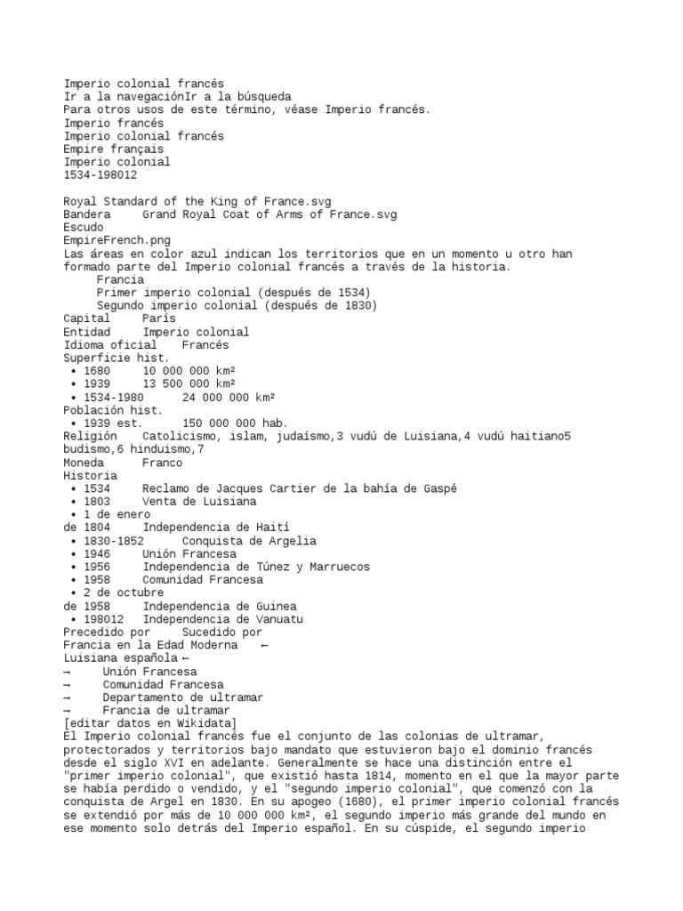 Imperio Colonial Frances | PDF | Imperio colonial francés | Nueva Francia