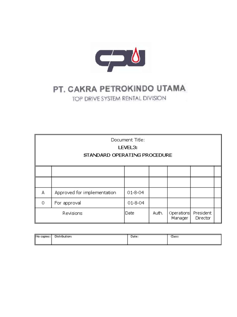 Standard Operating Procedure | PDF | Crane (Machine) | Screw