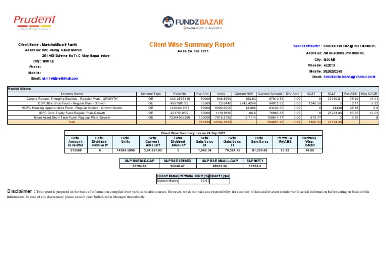 Combine Client Wise Summary Report | PDF | Investing | Financial Services