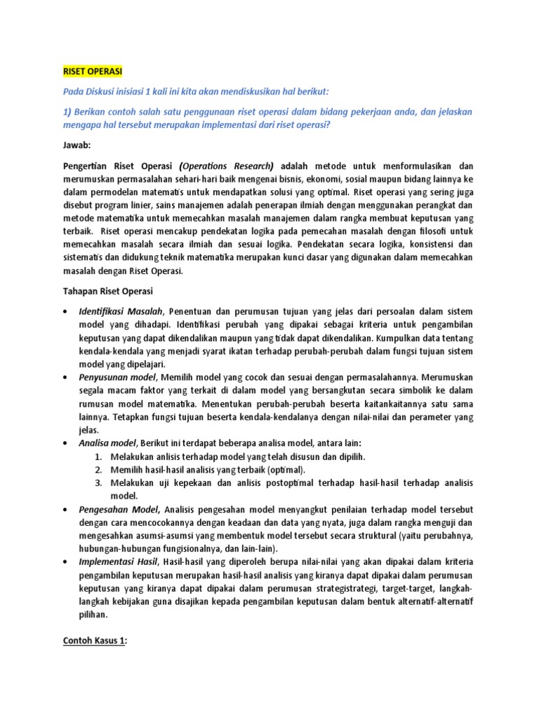 Jawaban - 1 Riset Operasi | PDF