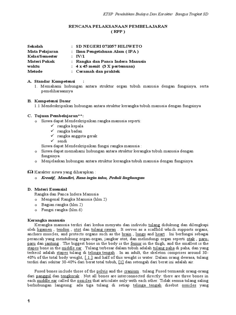 RPP Ipa Kelas Iv | PDF | Karier & Perkembangan | Seni & Disiplin Bahasa