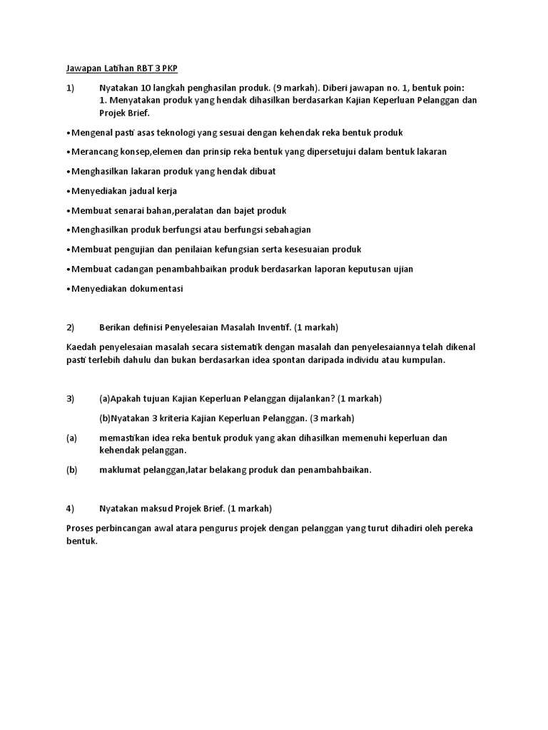 Jawapan Latihan RBT 3 PKP | PDF