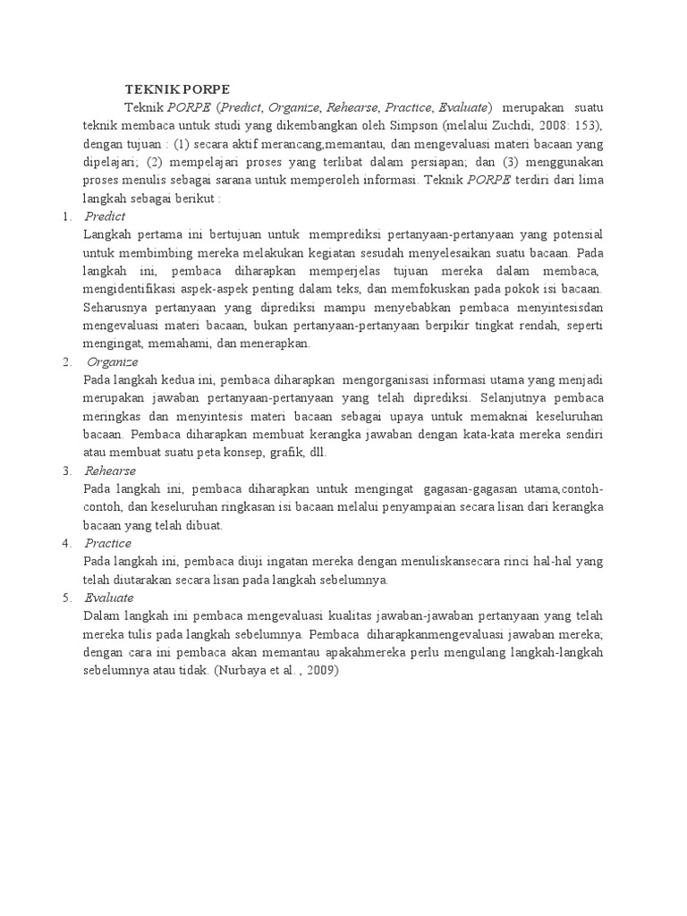 Teknik PORPE untuk Pembelajaran Efektif | PDF