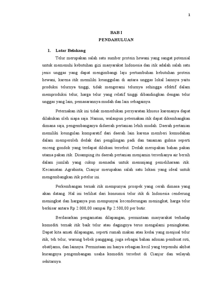 Proposal Ternak Itik Petelur New | PDF