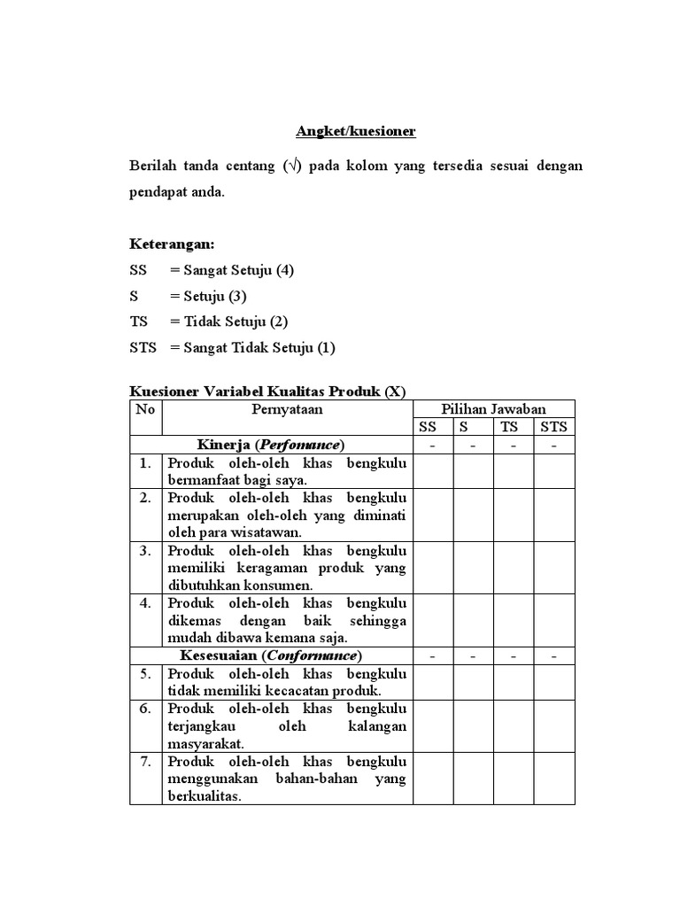 Kuesioner SKRIPSI | PDF