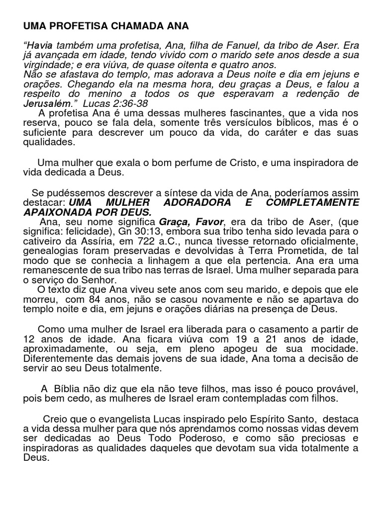 A Profetiza Ana | PDF | Jesus | Profeta