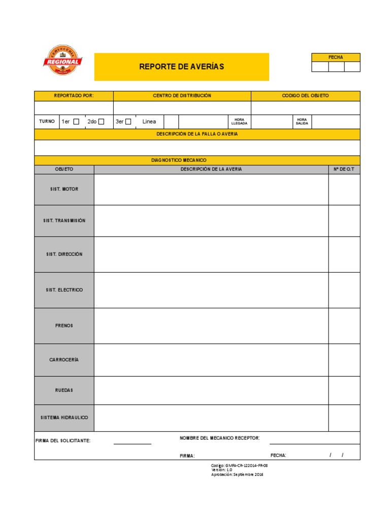 Reporte de Averia | PDF