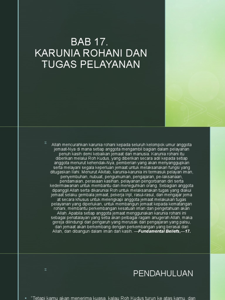 BAB 17. Karunia Rohani Dan Tugas Pelayanan | PDF