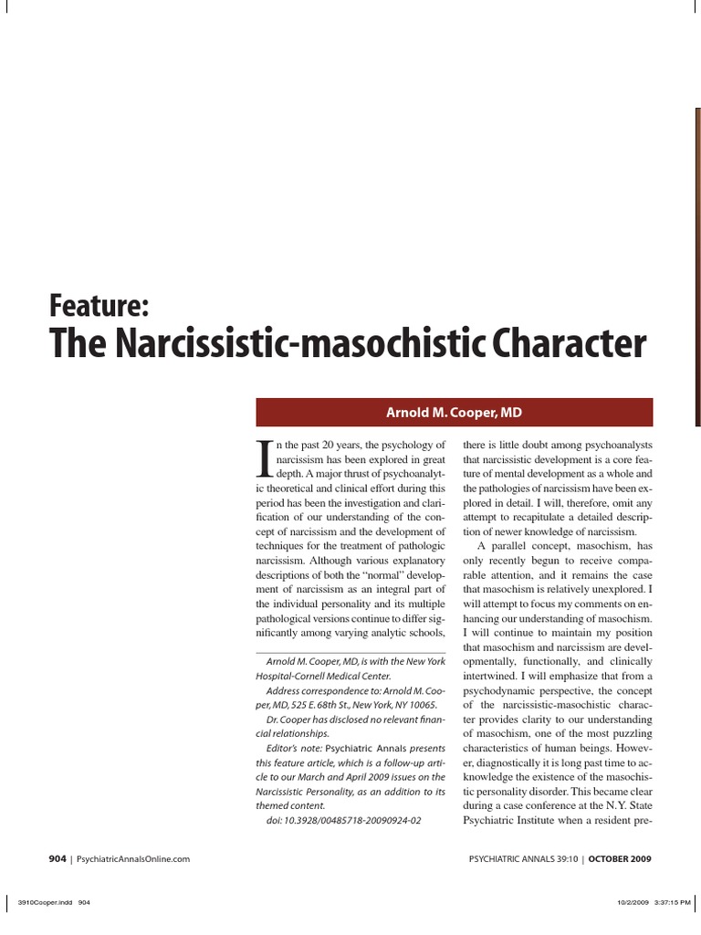 The Narcissistic Masochistic Character | PDF | Narcissism | Personality ...
