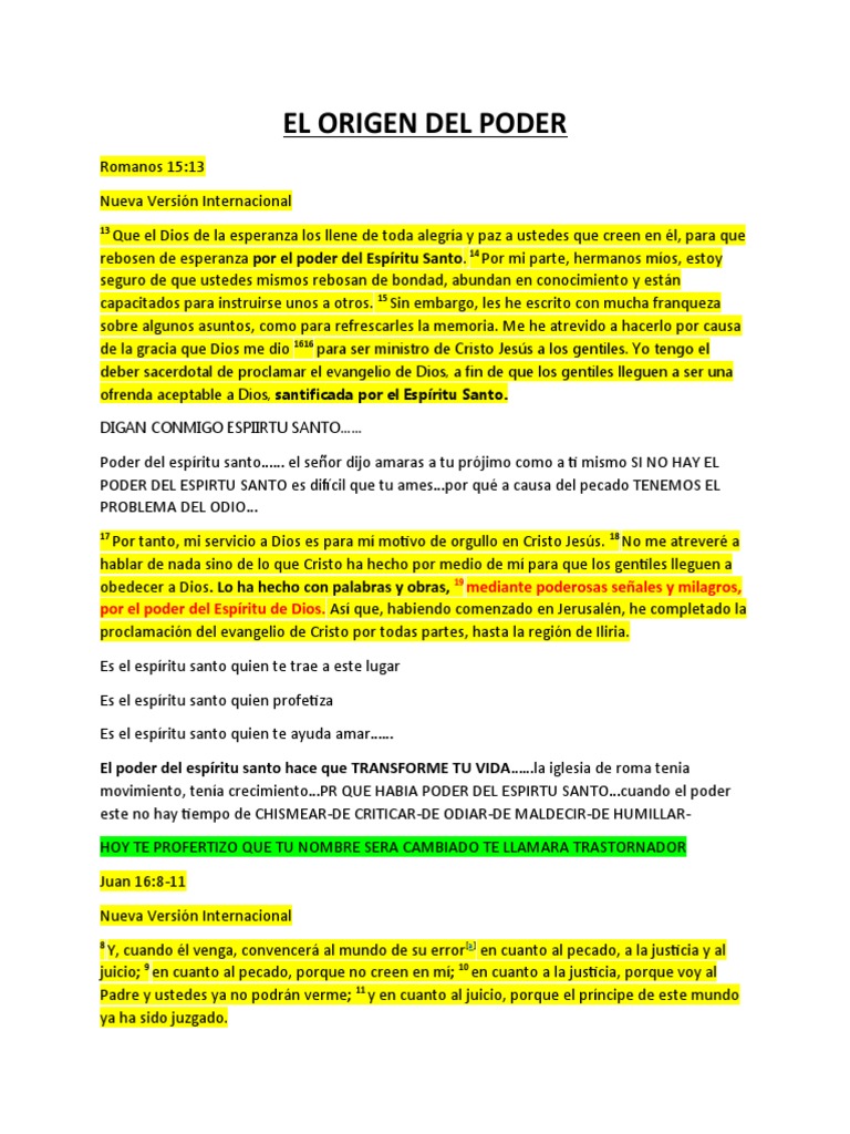 El Origen Del Poder | PDF | Jesús | espíritu Santo