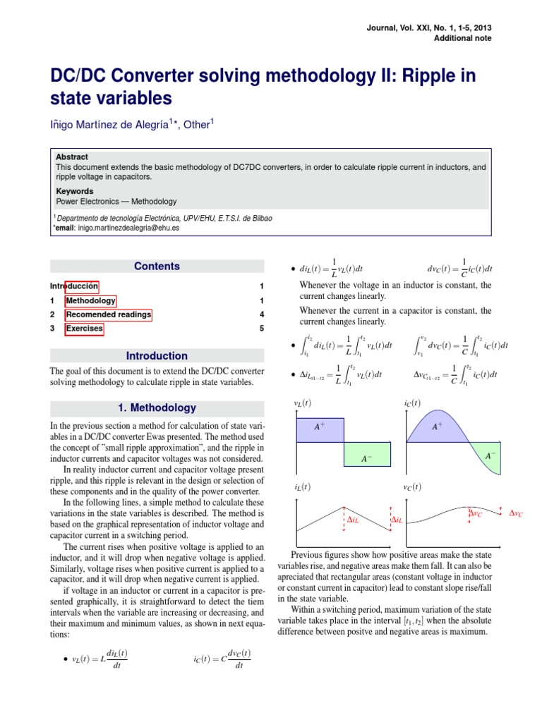 DC/DC Converter Solving Methodology II: Ripple in State Variables | PDF ...