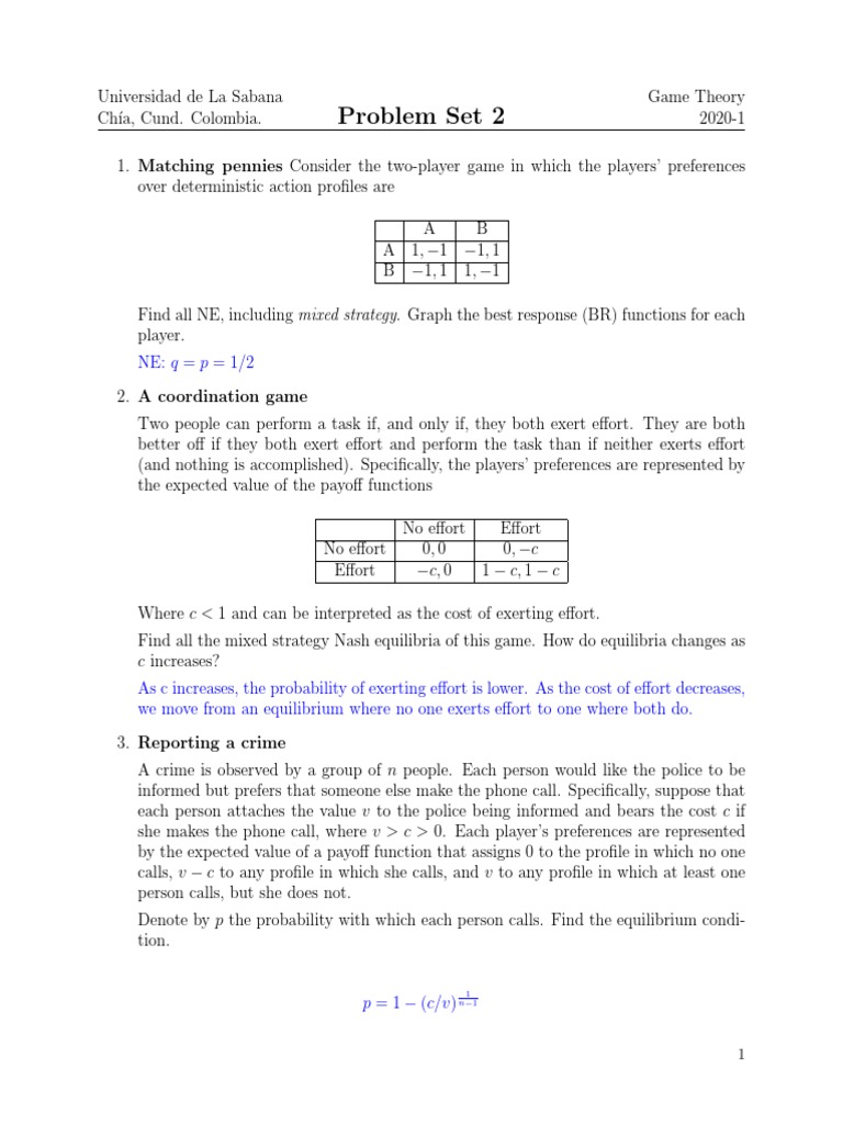 Problem Set 2: NE: Q P 1/2 | PDF | Teaching Methods & Materials