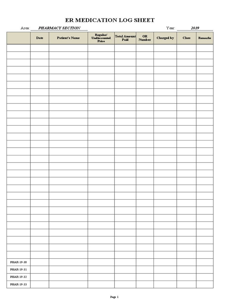 Er Log Sheet | Download Free PDF | Service Industries | Therapy