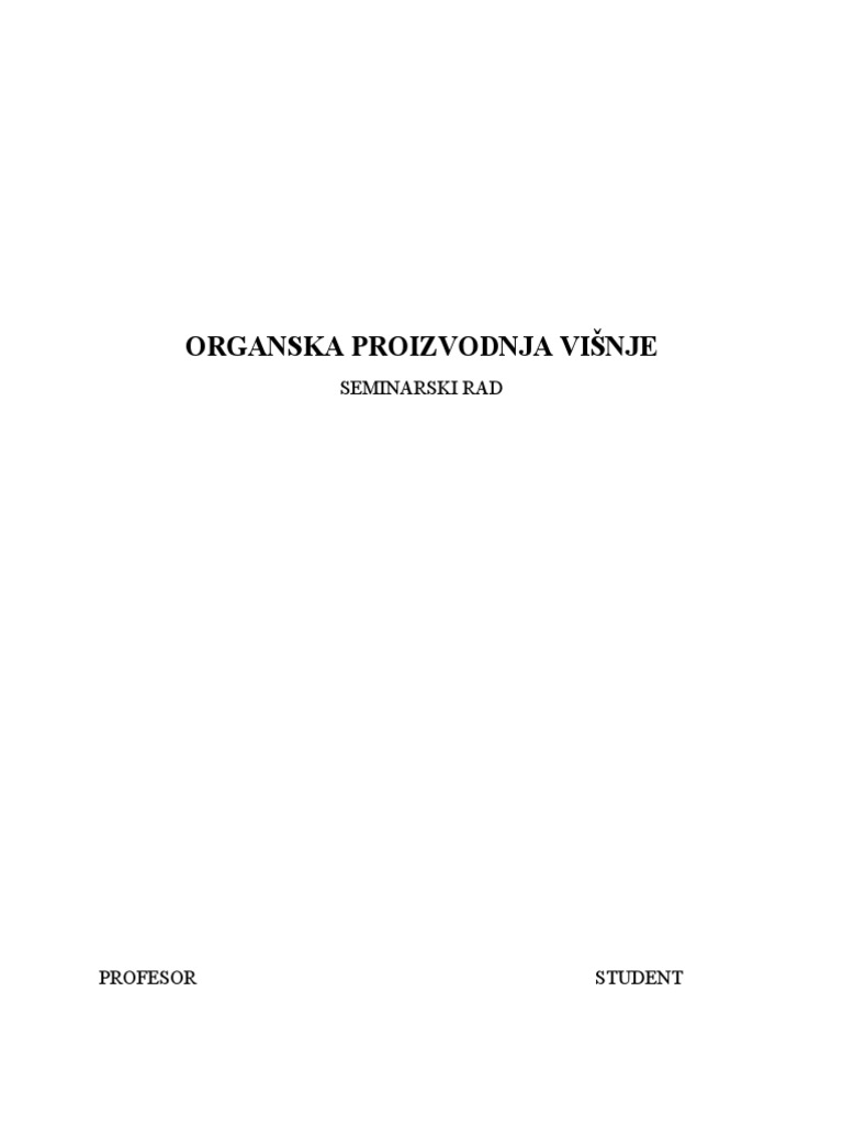 Organska Proizvodnja Višnje | PDF
