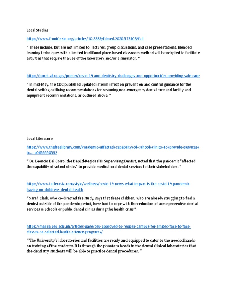 RRL Links | PDF | Dentistry | Health Care